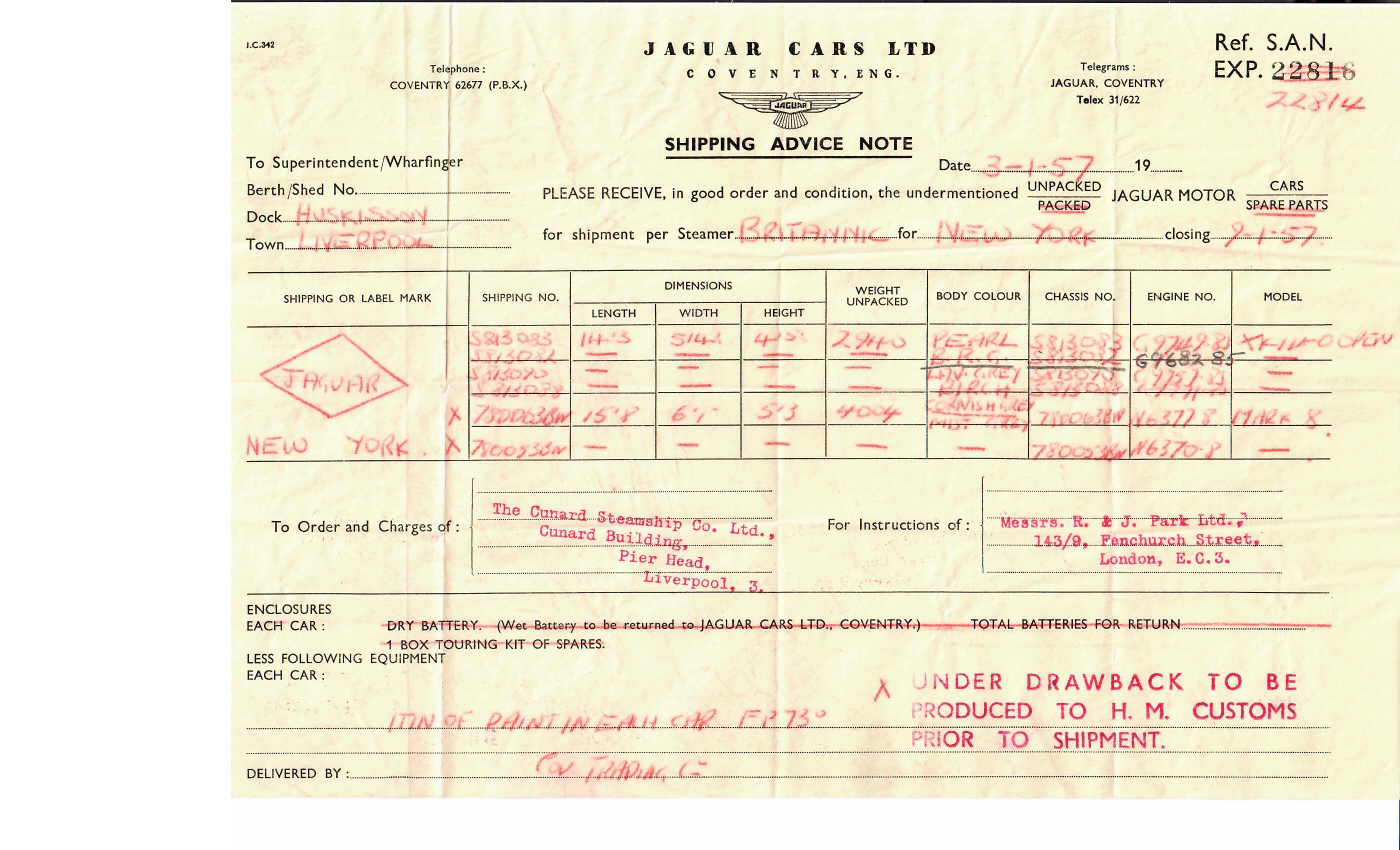 West Coast Deliveries in 1956 - XK - Jag-lovers Forums