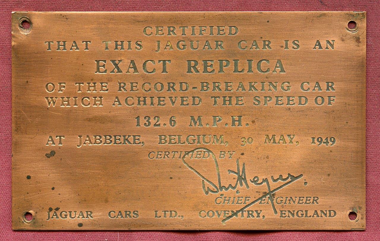 Second World Record dash placard image - XK - Jag-lovers Forums