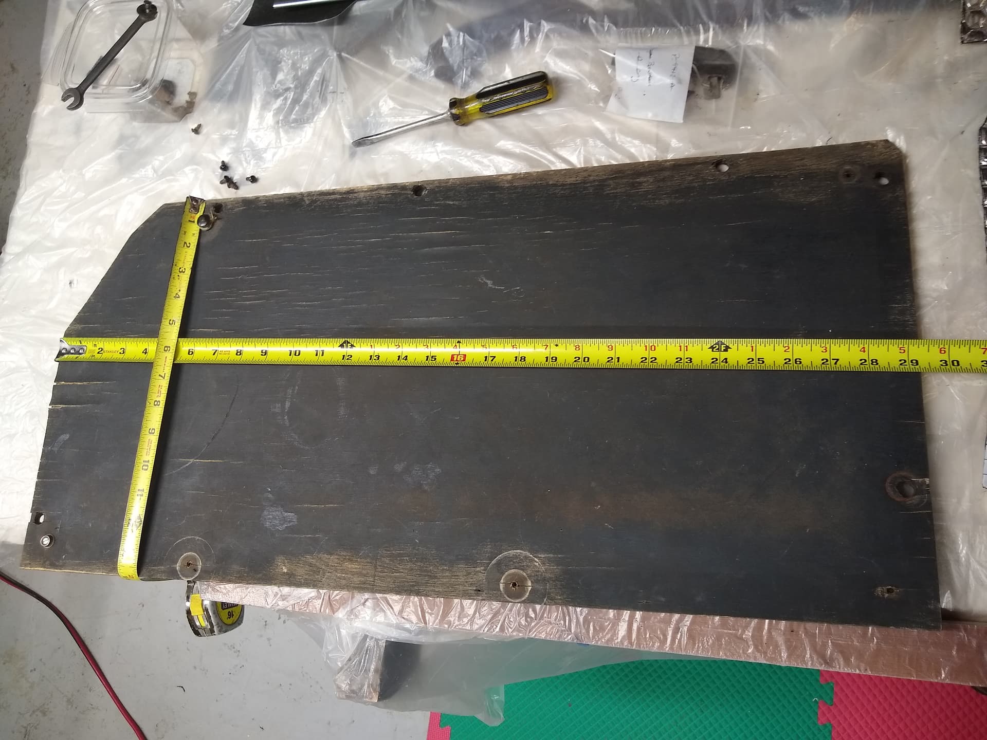 Plywood Over Fuel Tank and Transition to Spare Tire Plywood Cover - E ...